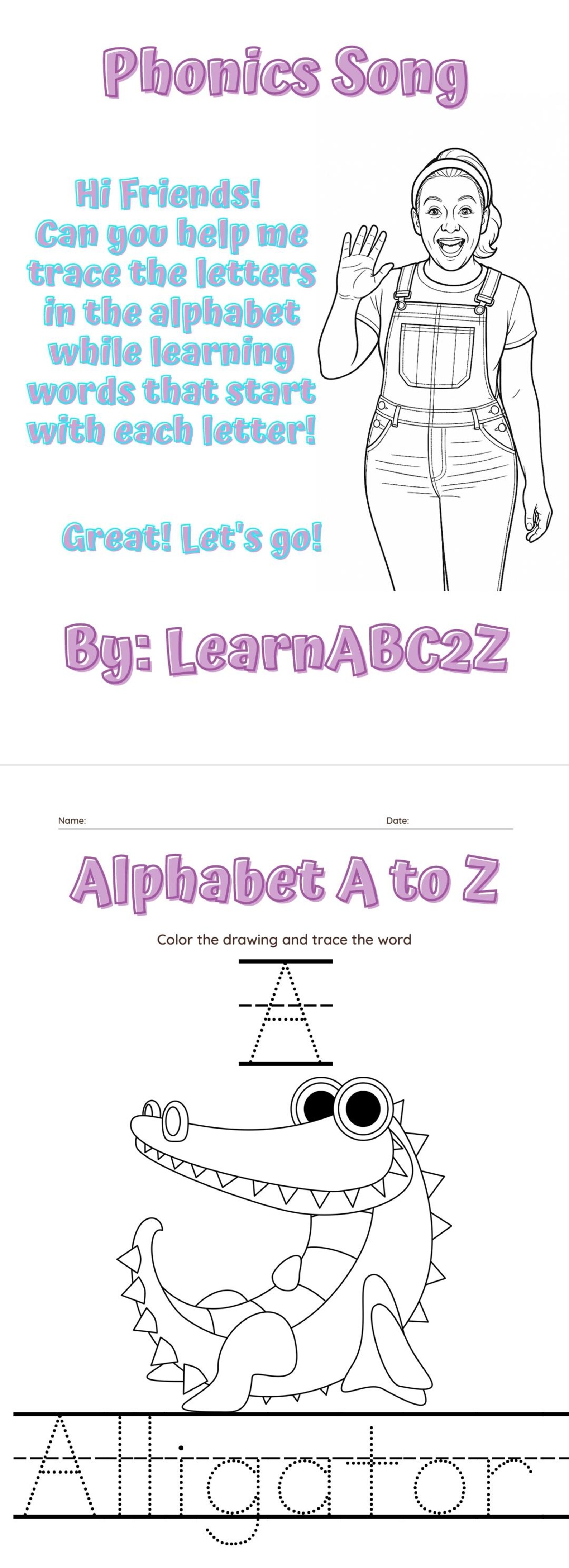ABC Phonics Coloring Book Inspired by Ms. Rachel | Alphabet Printable ...
