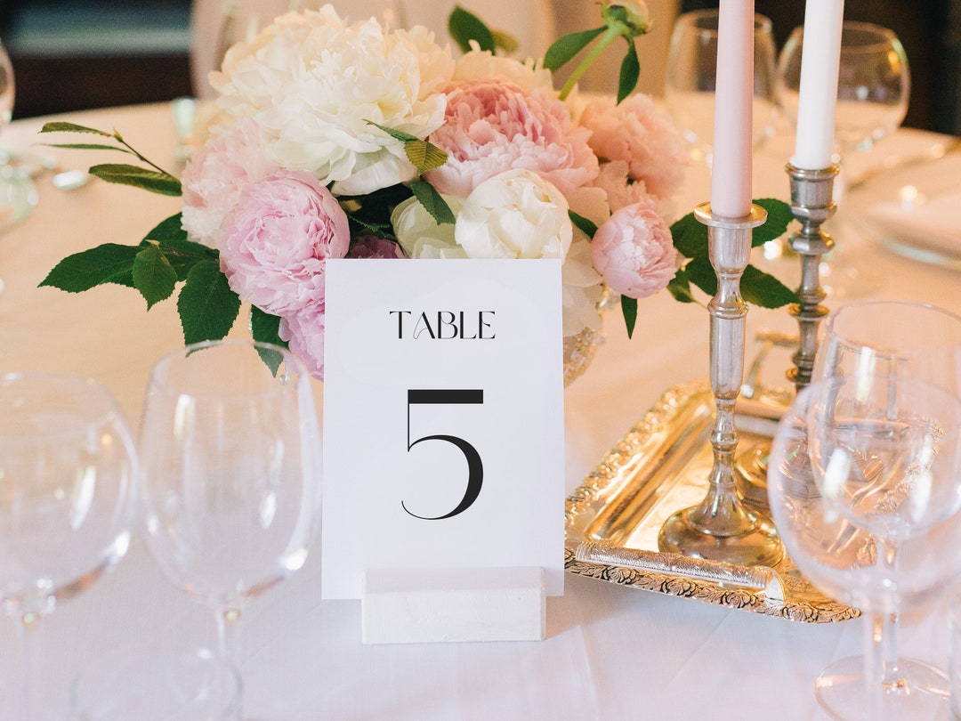 Modern Wedding Table Numbers Template, Table Cards, Minimalist Wedding ...