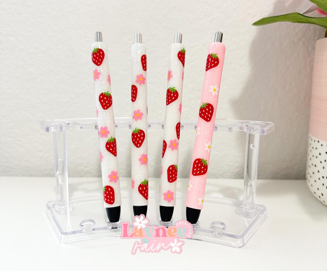 Strawberry Pen| Strawberry Floral Pen| Custom Pen| Flowers| Epoxy Pen ...