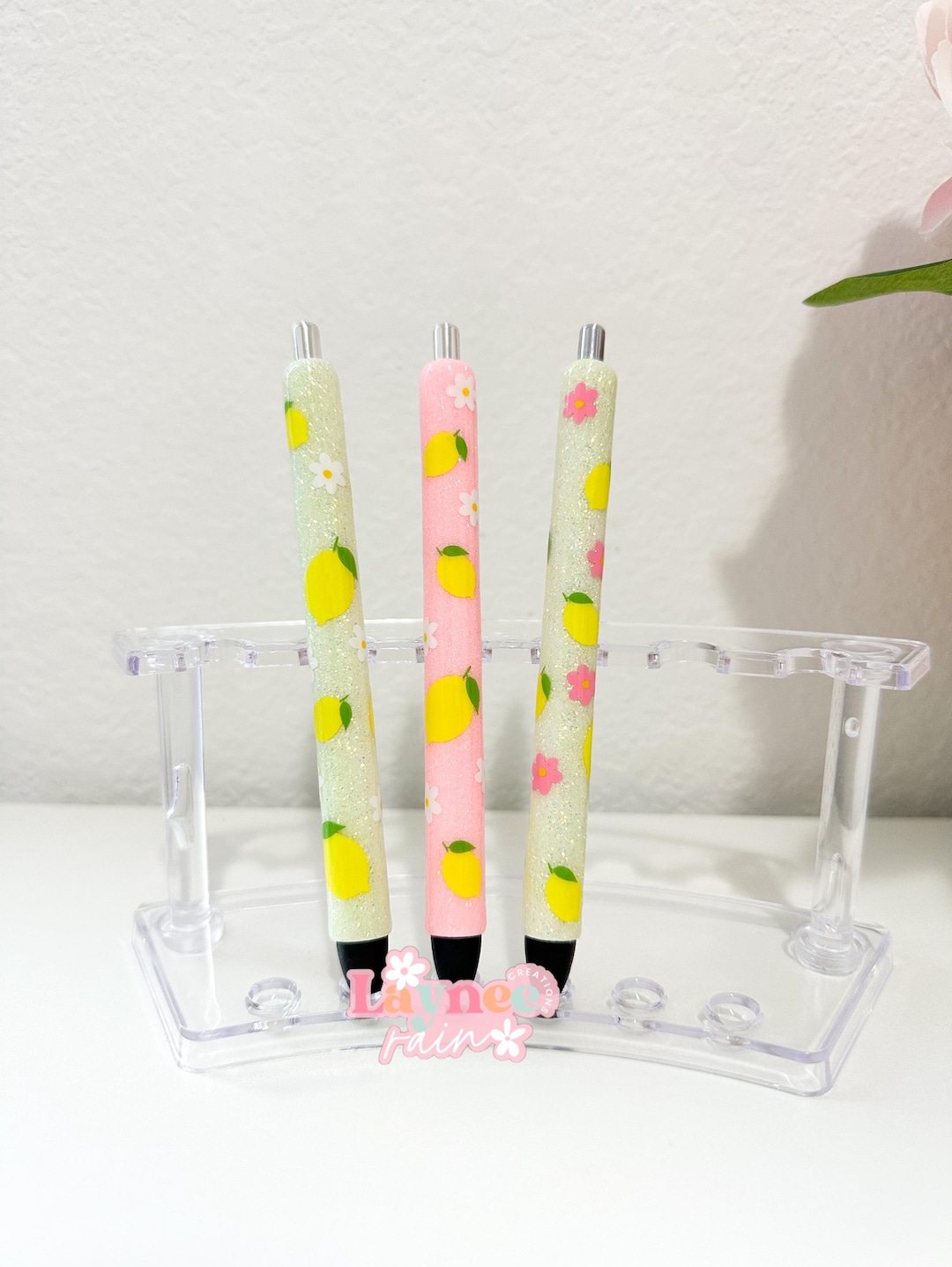 Lemon Flower Pen| Glitter Pen| Lemon Pen| Flowers| Epoxy Pen - Etsy