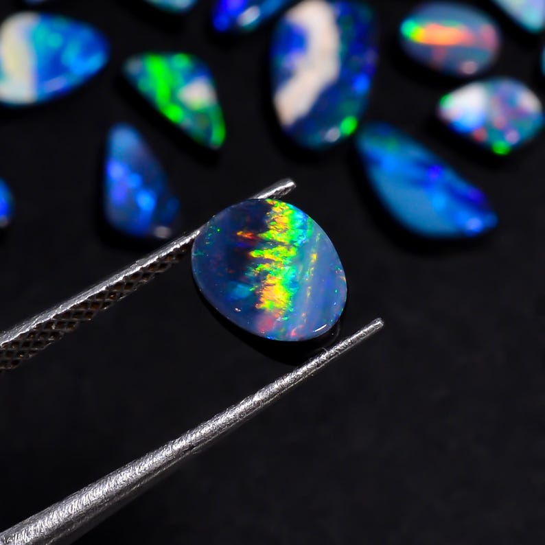 Natural Australian Doublet Opal Cabochon Lot for Jewelry Making (18 Pcs ...