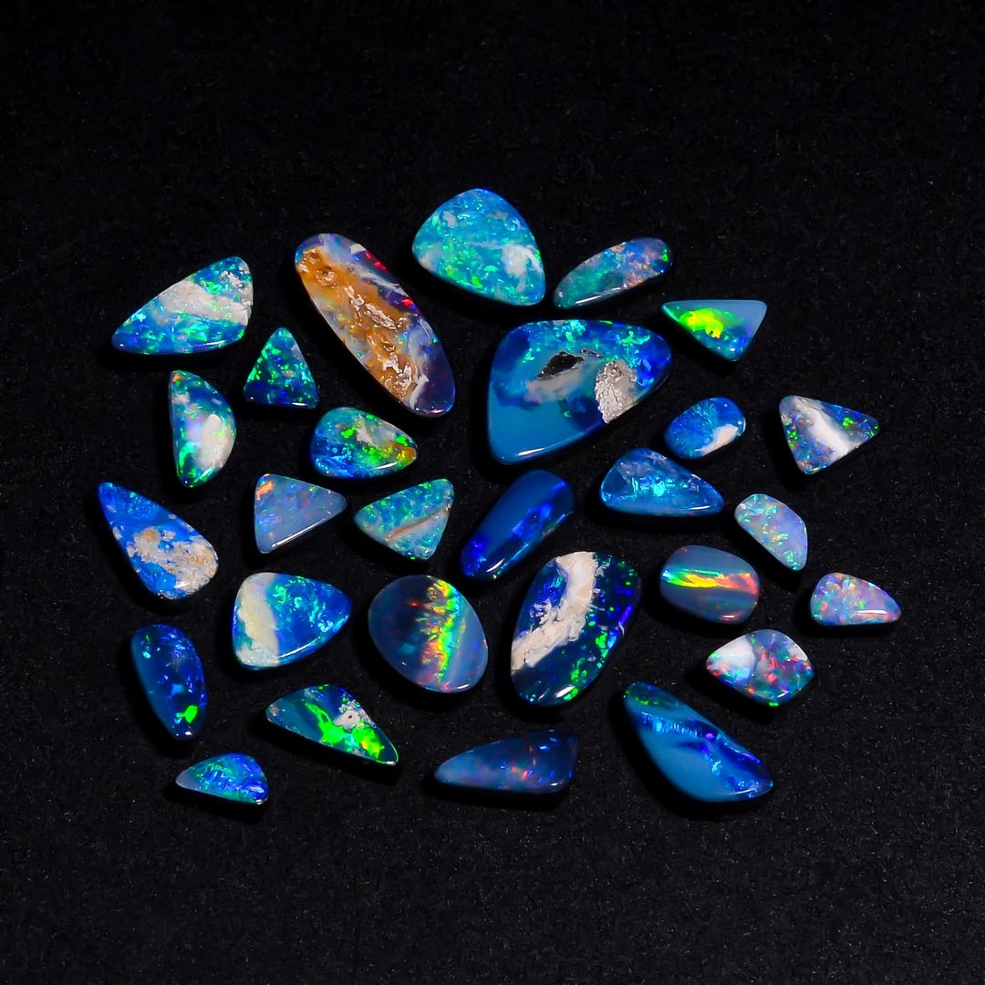 Natural Australian Doublet Opal Cabochon Lot for Jewelry Making (18 Pcs ...