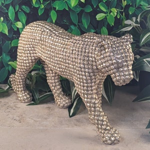 Gold Panther Leopard Figurine Statue, Faceted Home Decor, Animal ...