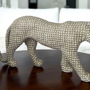 Gold Panther Leopard Figurine Statue, Faceted Home Decor, Animal ...