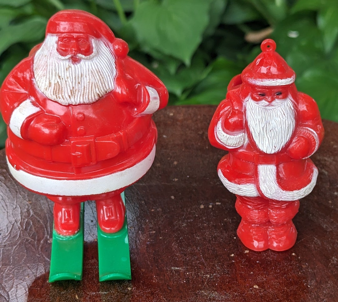 Vintage Santa Claus Decor Set of 2, Retro Christmas Display Figures ...