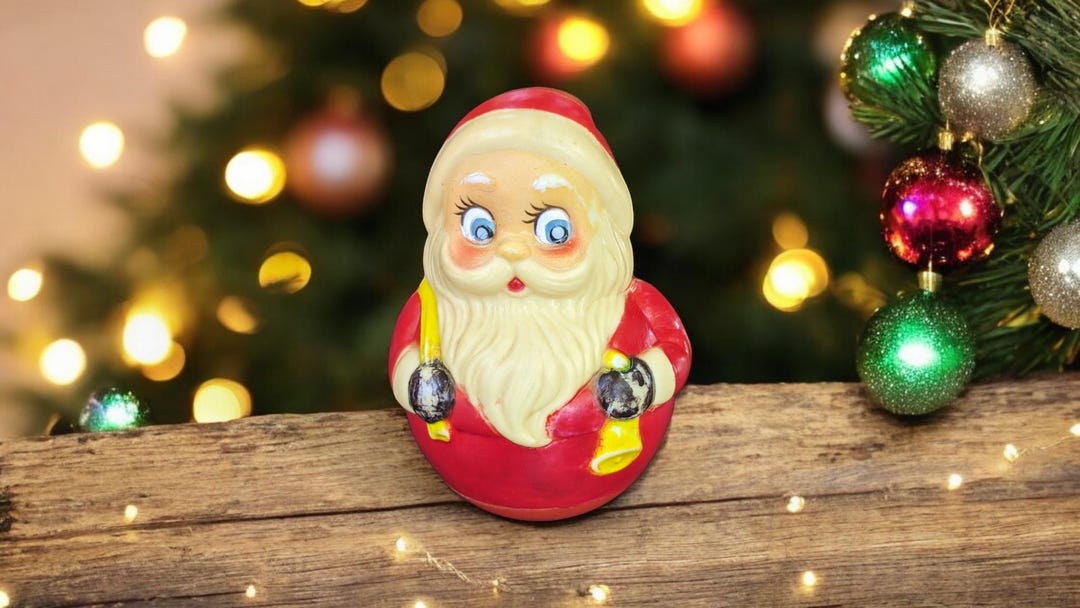 Vintage Musical Roly Poly Santa, Retro Christmas Decor, Holiday ...
