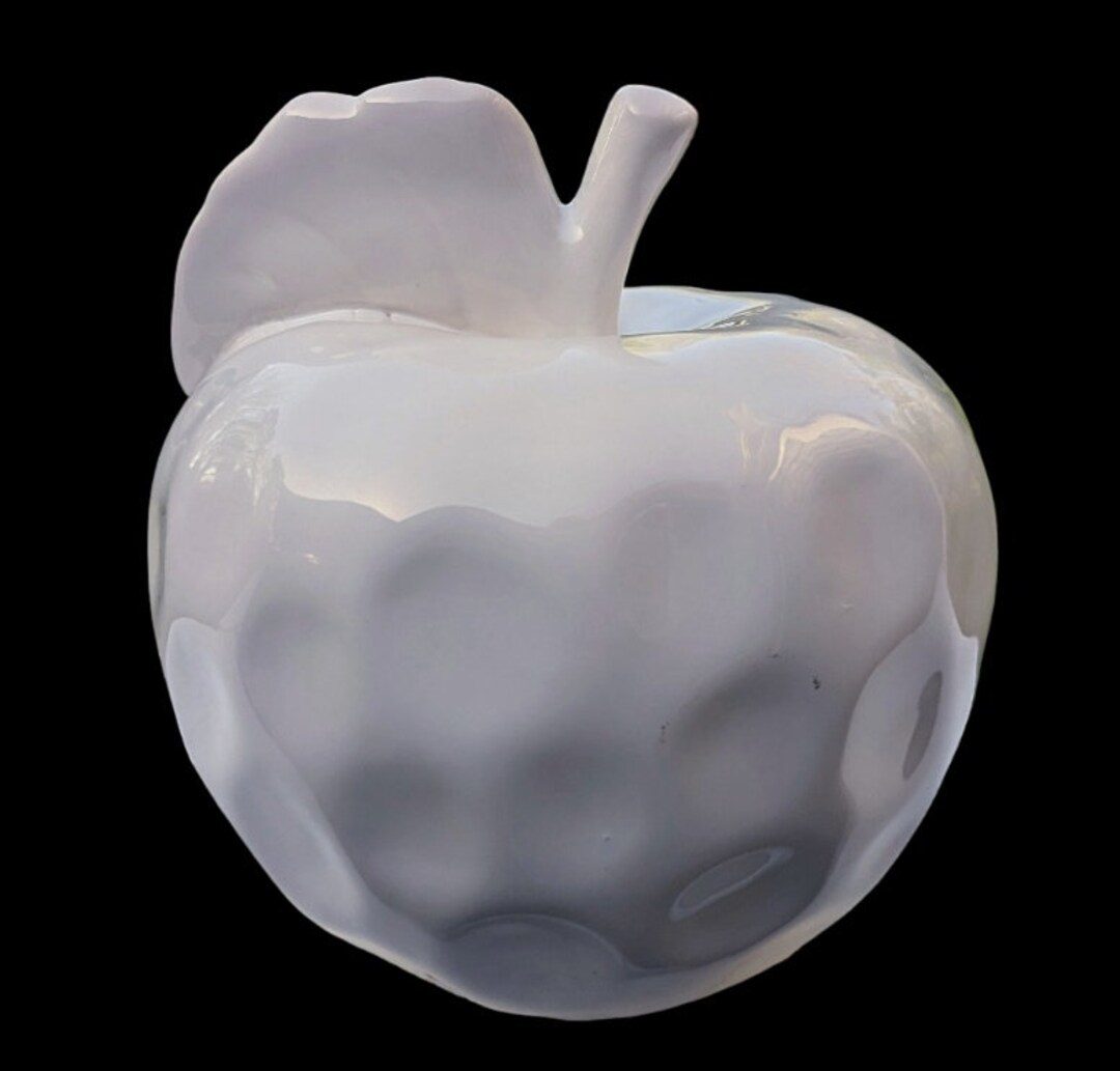 White Ceramic Dimpled Apple Decor, Ceramic Fruit, Gift Home Decor ...