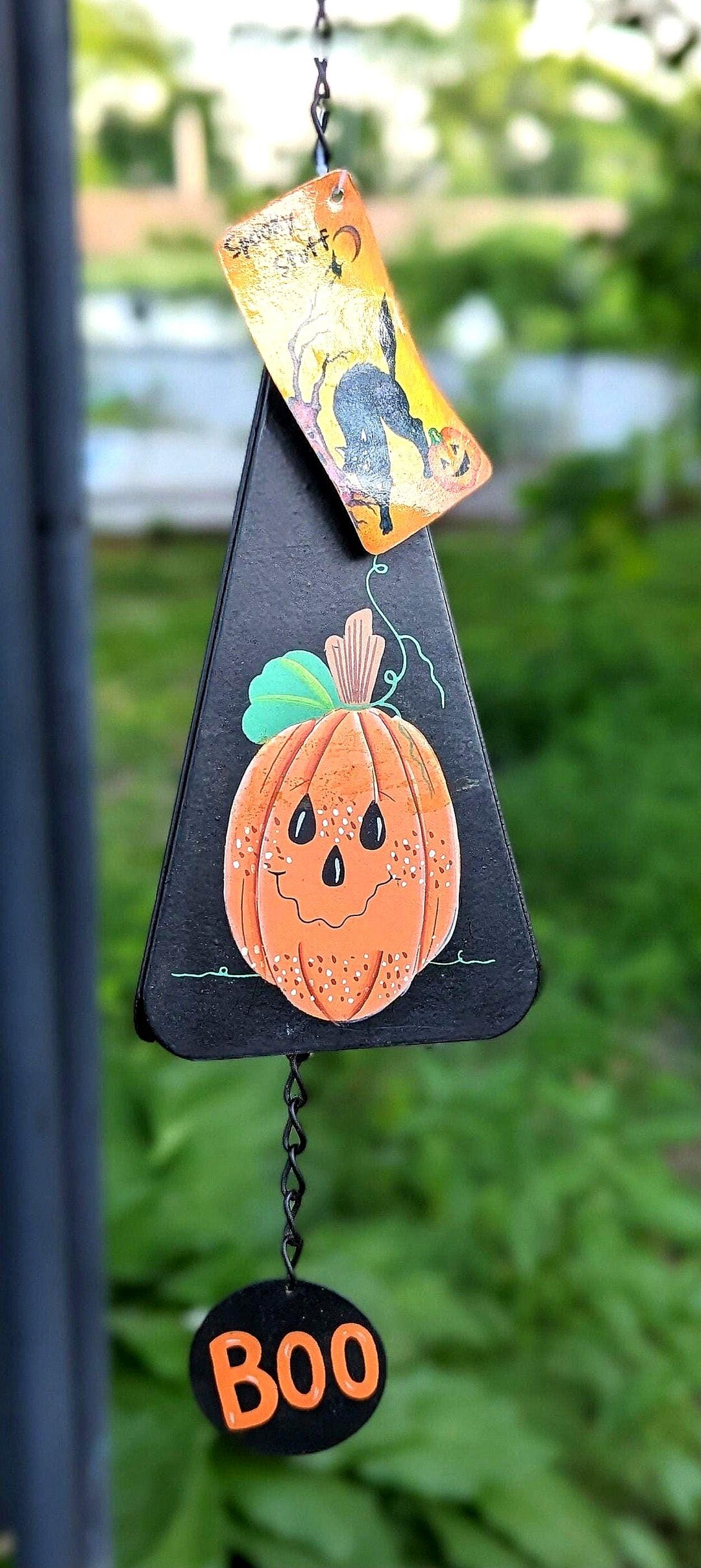 Halloween Wind Chime, Pumpkins, Triangle, Pyramid Metal Chime, Vintage ...
