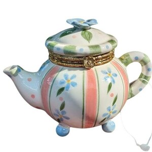 Mini Teapot Trinket Box by Mud Pie, Vintage Ceramic Box, Small ...