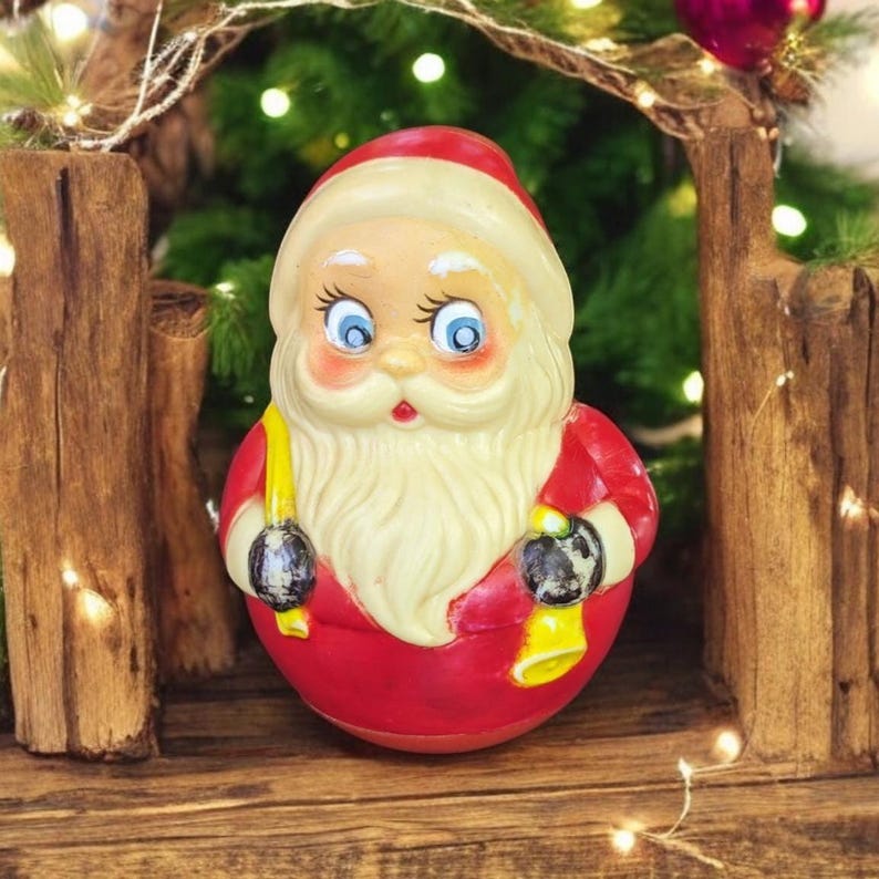 Vintage Musical Roly Poly Santa, Retro Christmas Decor, Holiday ...