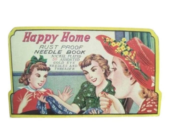 Vintage Happy Home Needle Book, Sewing Needle Book, Vintage Needle Book ...