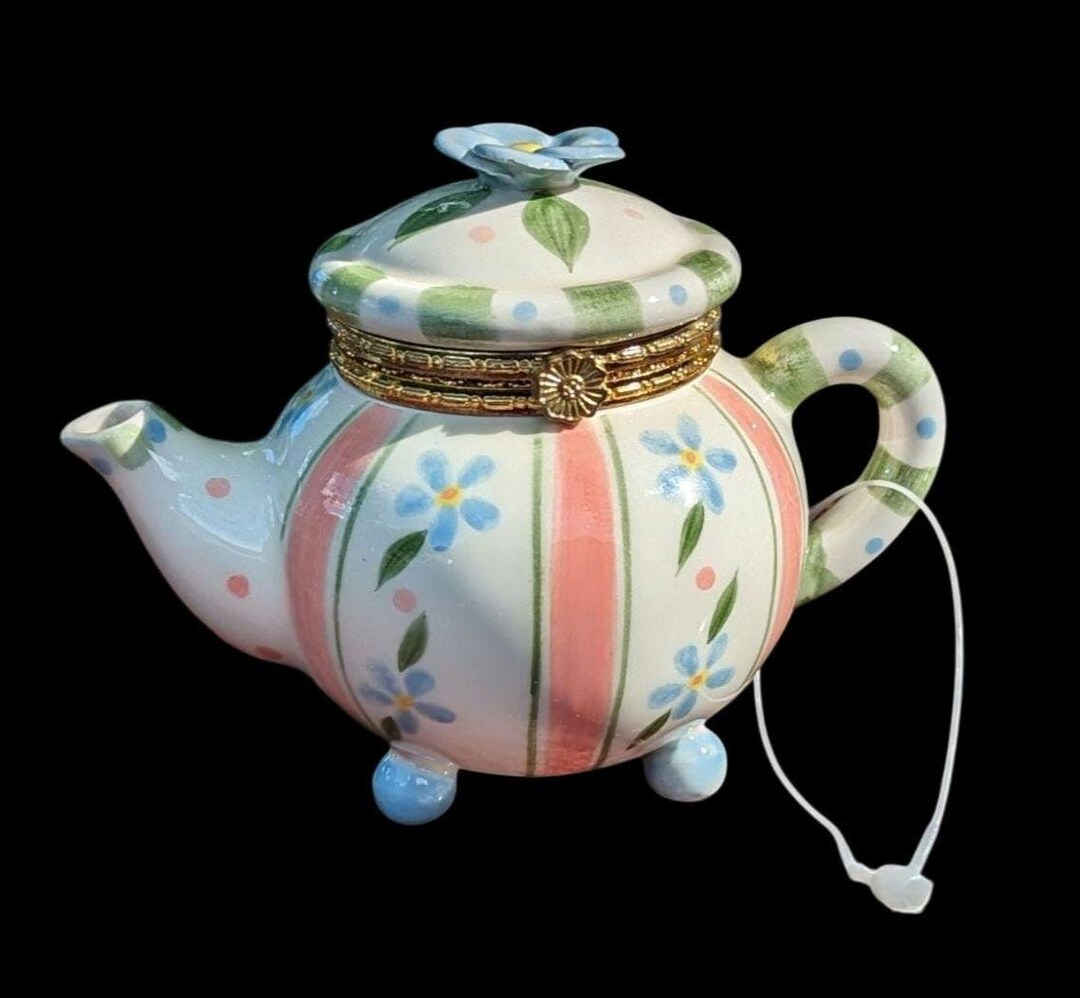 Mini Teapot Trinket Box by Mud Pie, Vintage Ceramic Box, Small ...