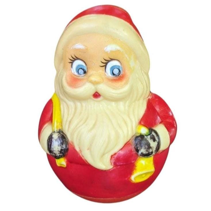 Vintage Musical Roly Poly Santa, Retro Christmas Decor, Holiday ...