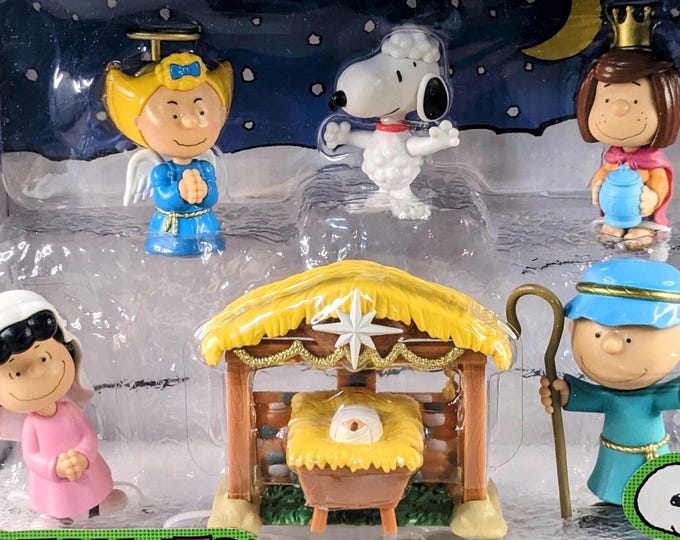 Peanuts Nativity Figurines Deluxe Set 7 Pieces A Charlie Brown ...