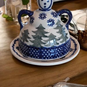 Mini Cheese Lady Ceramika Boleslawiec, Polish Pottery Butter Dish, Kitchen Decor, Cheese Holder ...