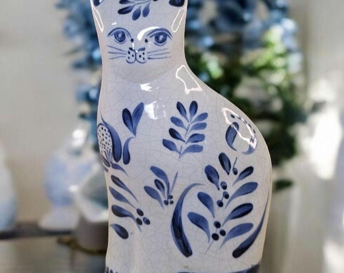 Vintage Dedham Nash Pottery Cat Figurine 1987 Signed, Collectible ...