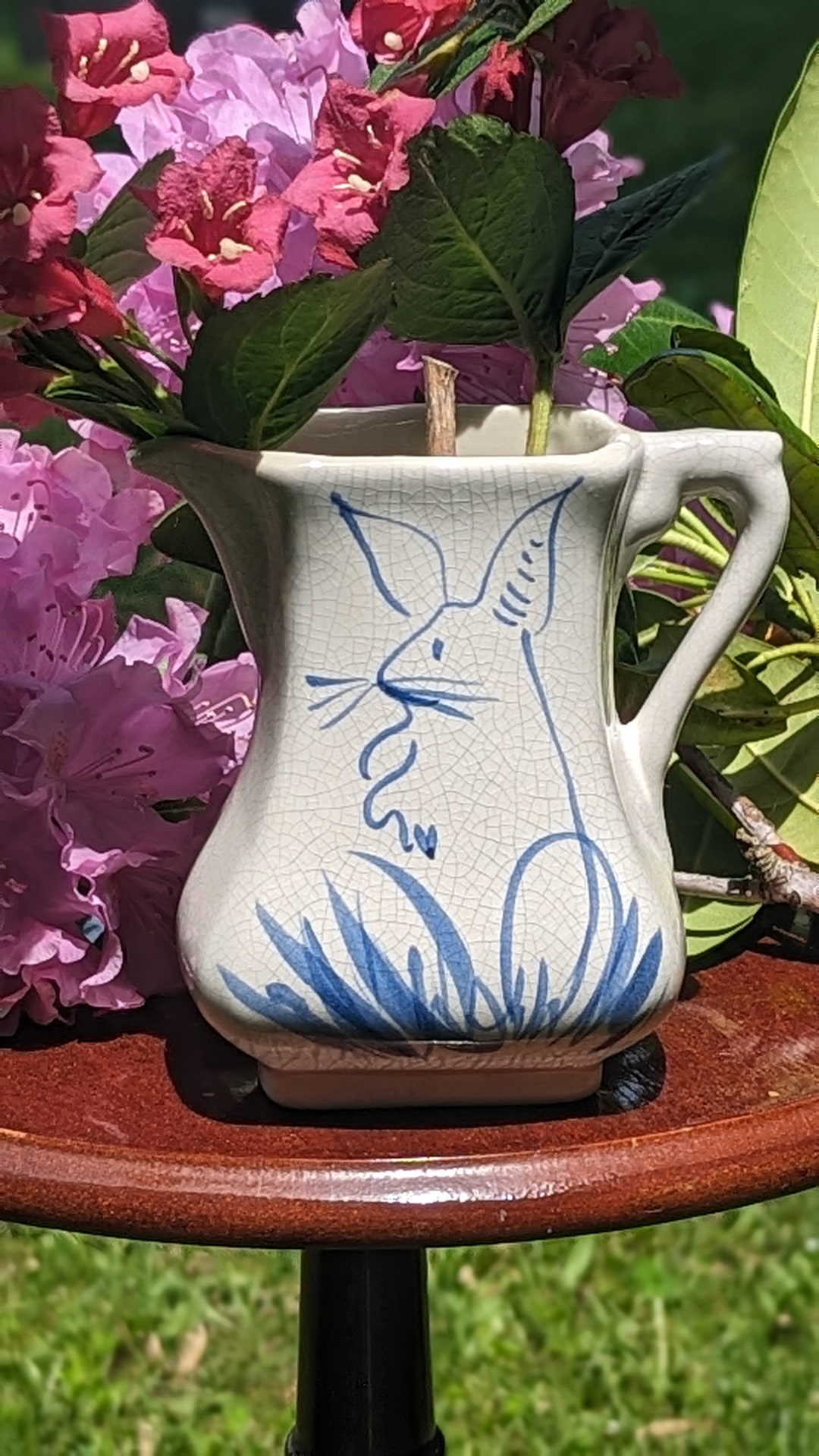 Rabbit Pitcher Dedham Pottery Nash Pottery Hand Painted, Vintage ...
