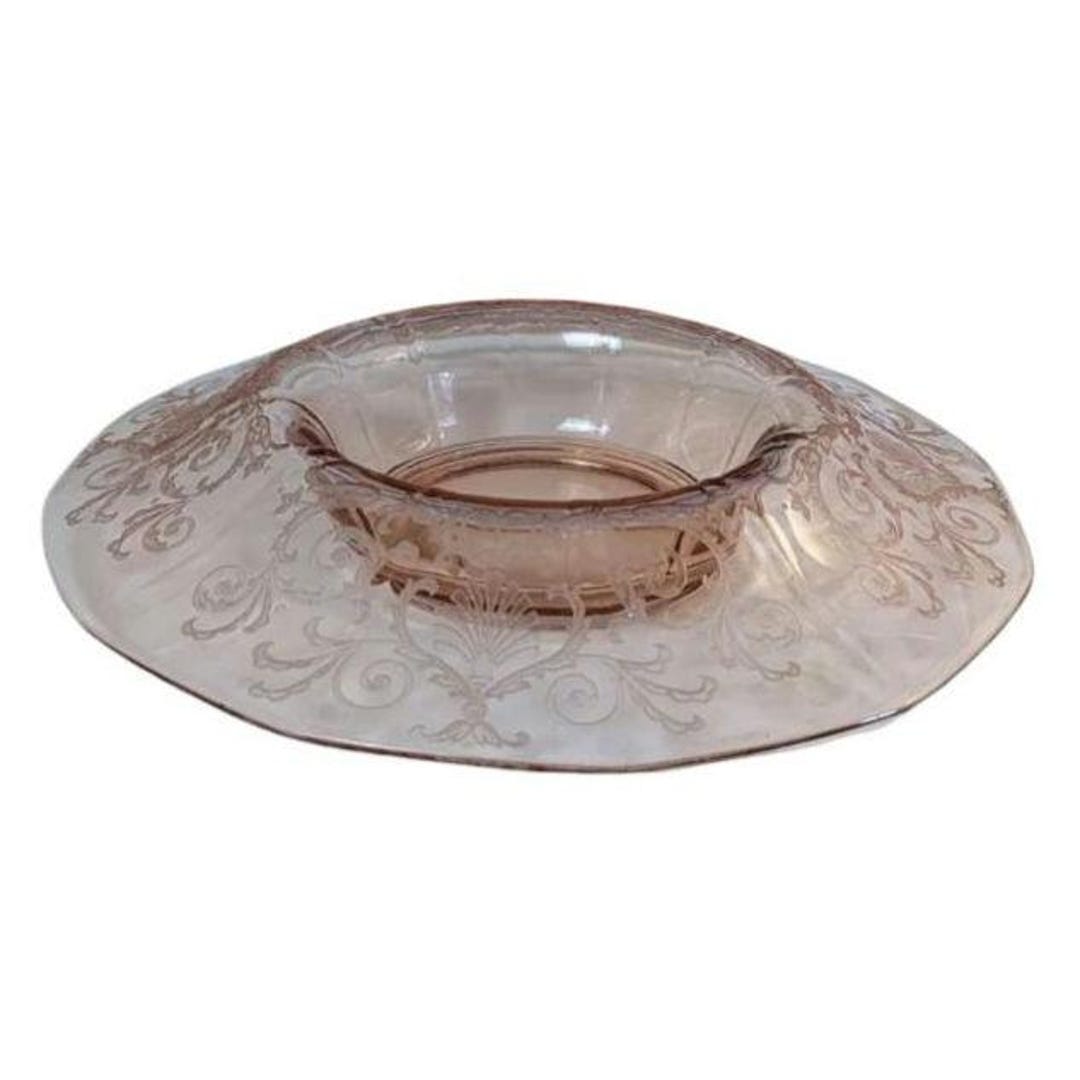 Pink Fostoria Versailles Pattern Bowl, Glass Display Dish, Retro Home ...