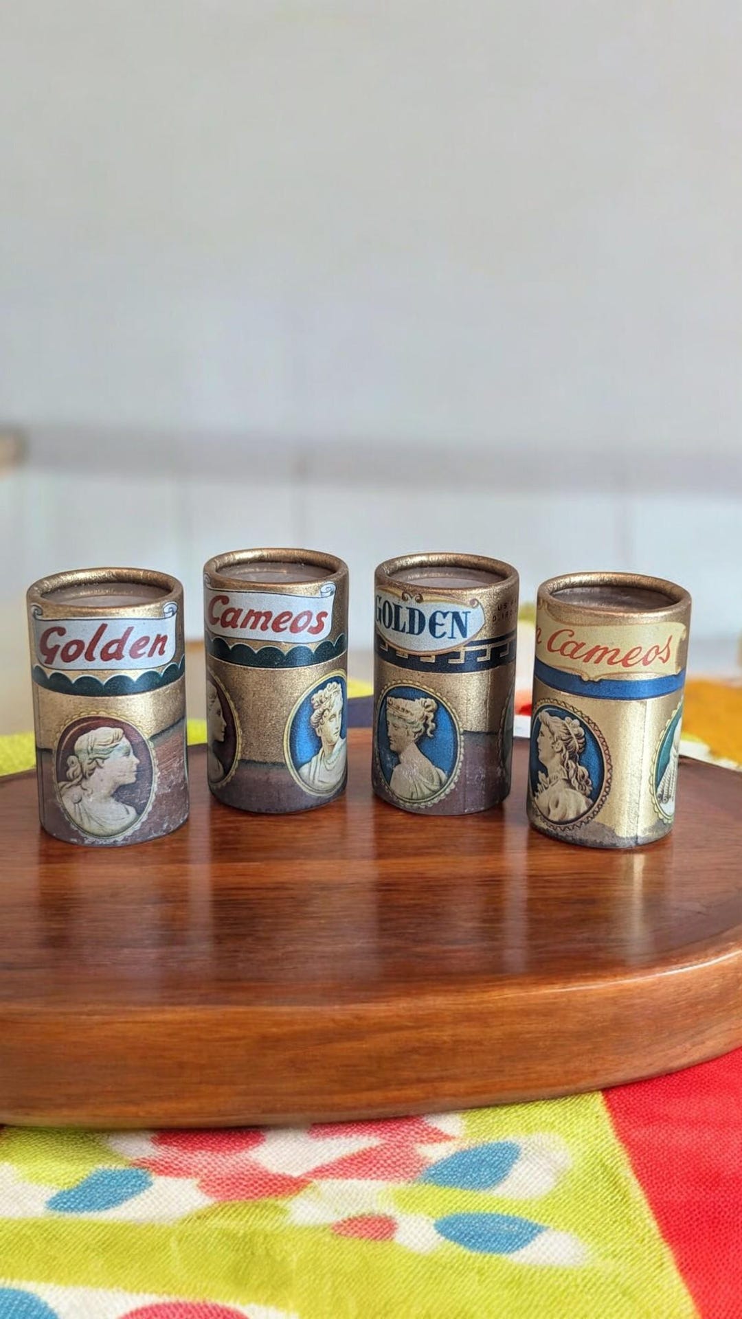 Vintage Golden Cameo Matchboxes Set of 4, Decorative Matches ...