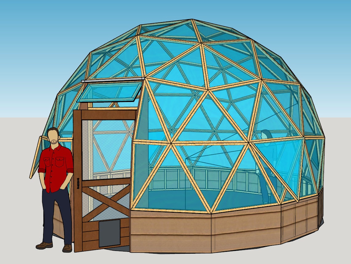 18ft / 5.5m Geodesic Dome DIY Build Plans NO HUBS With Pony Wall ...