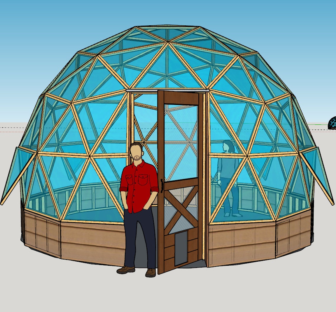 18ft / 5.5m Geodesic Dome DIY Build Plans NO HUBS With Pony Wall ...