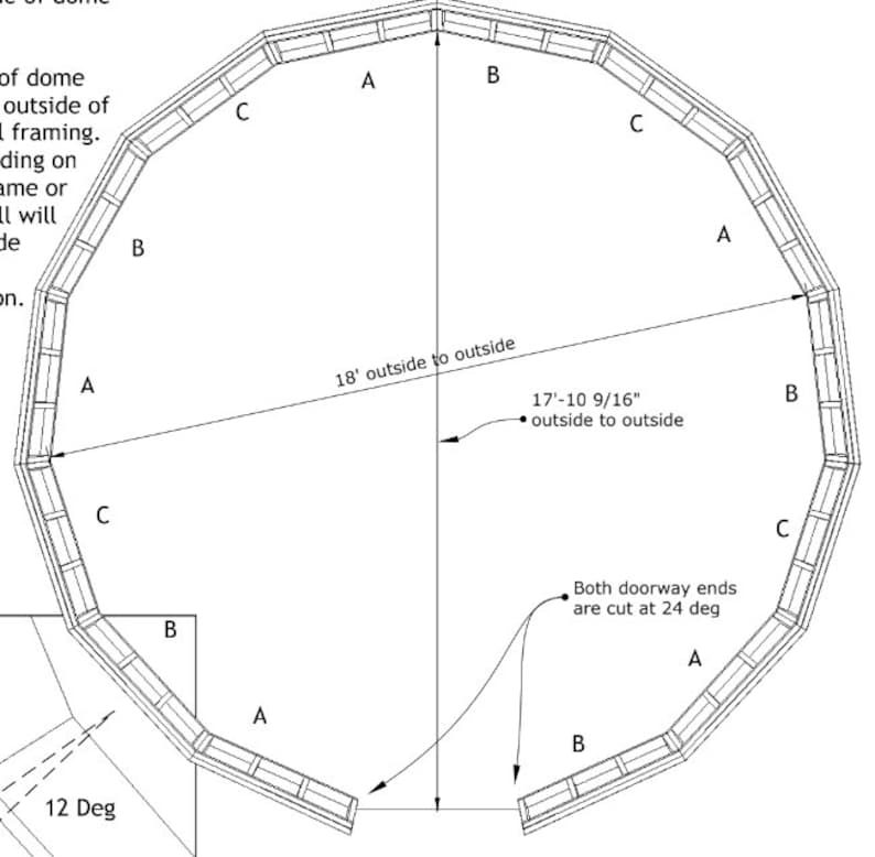 12ft8 / 4m Geodesic Dome DIY Build Plans NO HUBS With Pony Wall ...