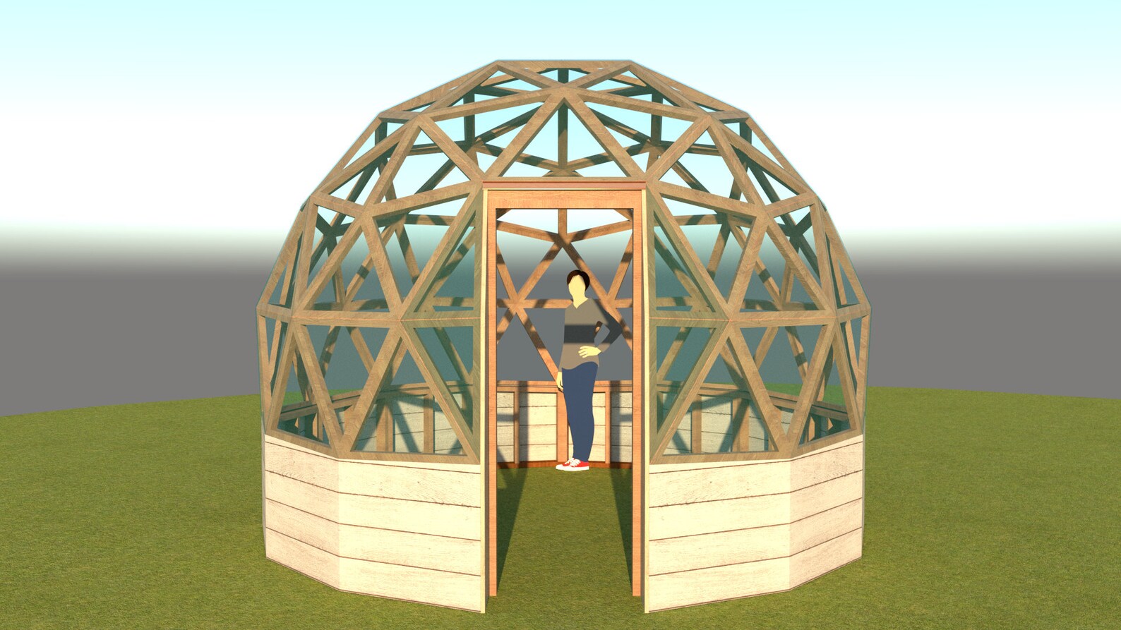 12ft8 / 4m Geodesic Dome DIY Build Plans NO HUBS With Pony Wall ...