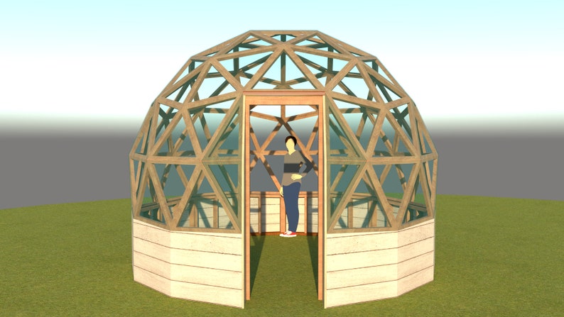 12ft8 / 4m Geodesic Dome DIY Build Plans NO HUBS With Pony Wall ...