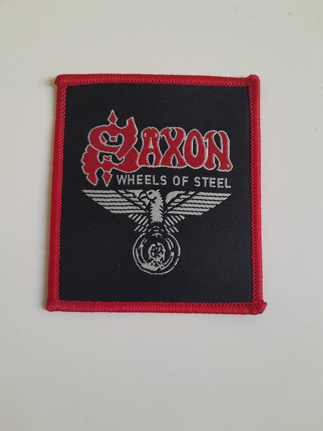 Saxon Wheels of Steel Embroidered Iron on Patch Heavy Metal Classic ...