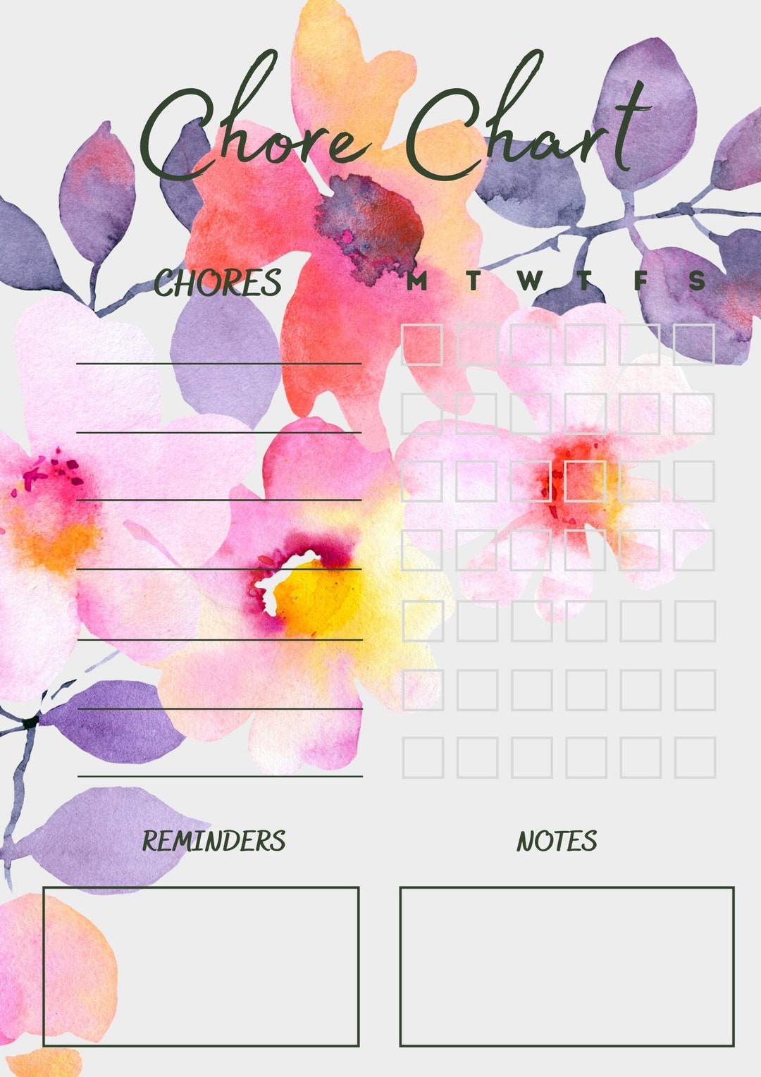 Printable Chore Chart - Etsy