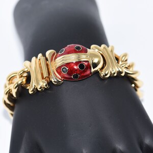 Gorgeous JOAN RIVERS Red Black Enamel Goldtone LADYBUG Bracelet and ...