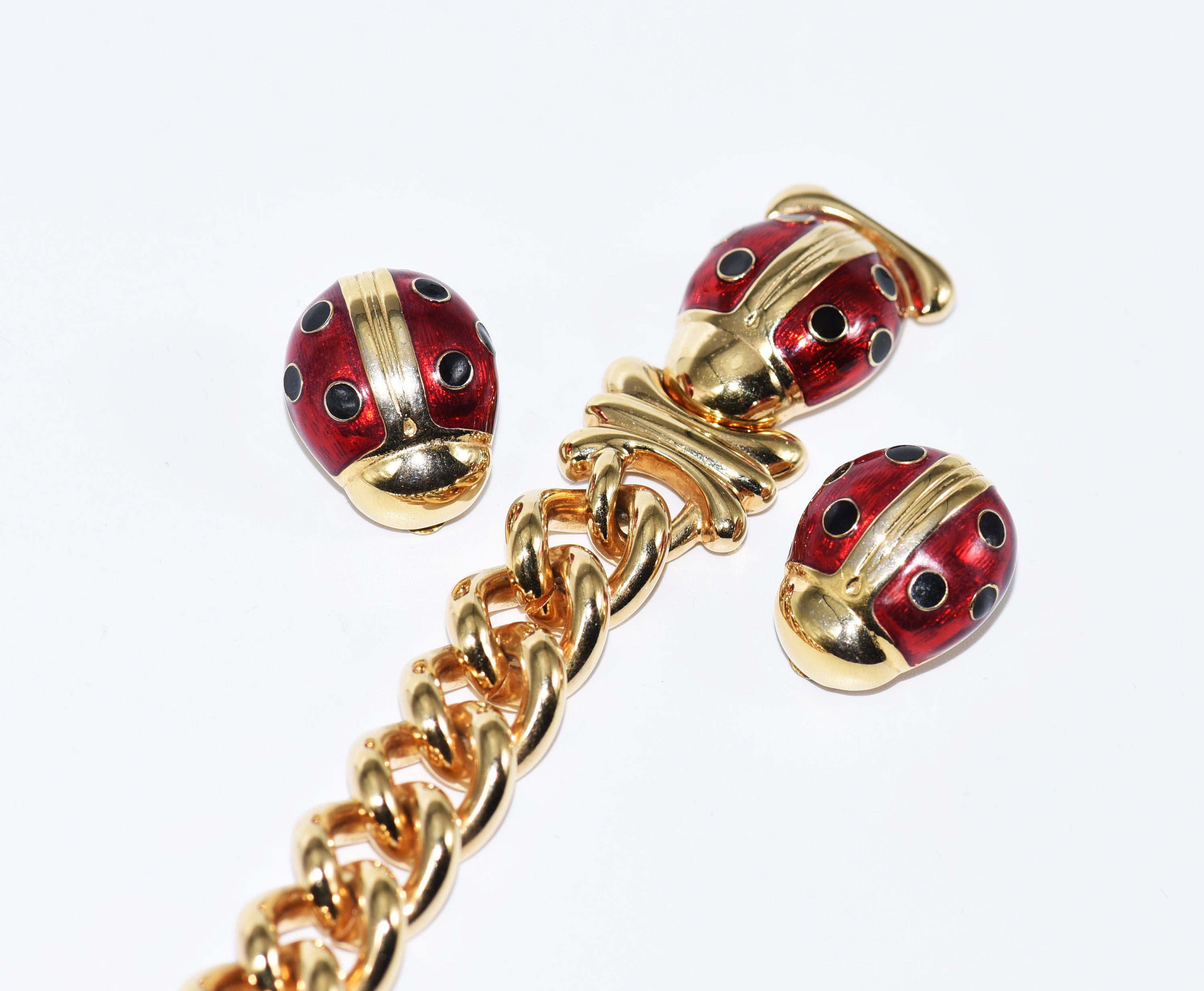 Gorgeous JOAN RIVERS Red Black Enamel Goldtone LADYBUG - Etsy