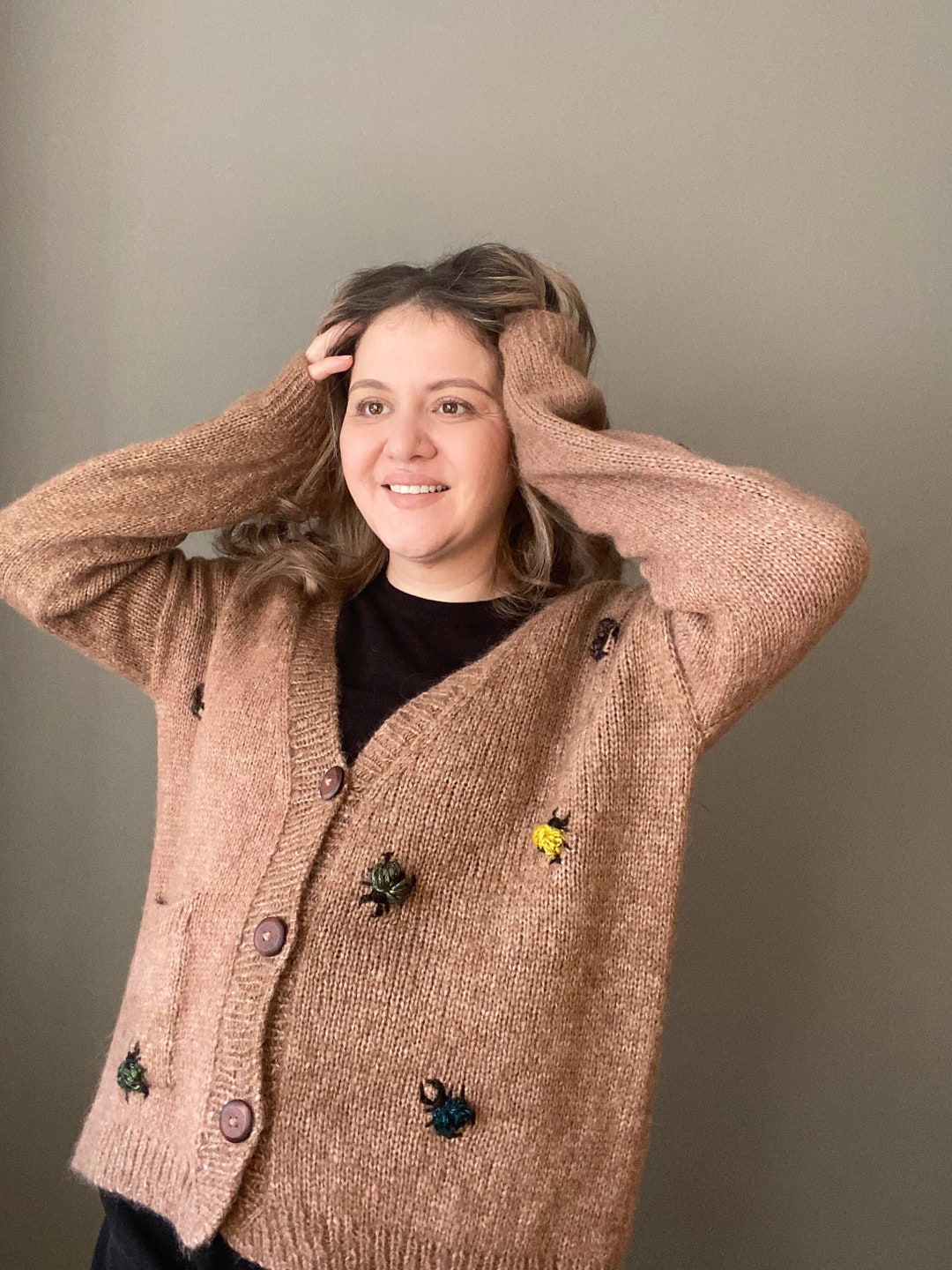 Beetle Alpaca Cardigan for Kids and Adults. Long Slouchy Hand Knit ...