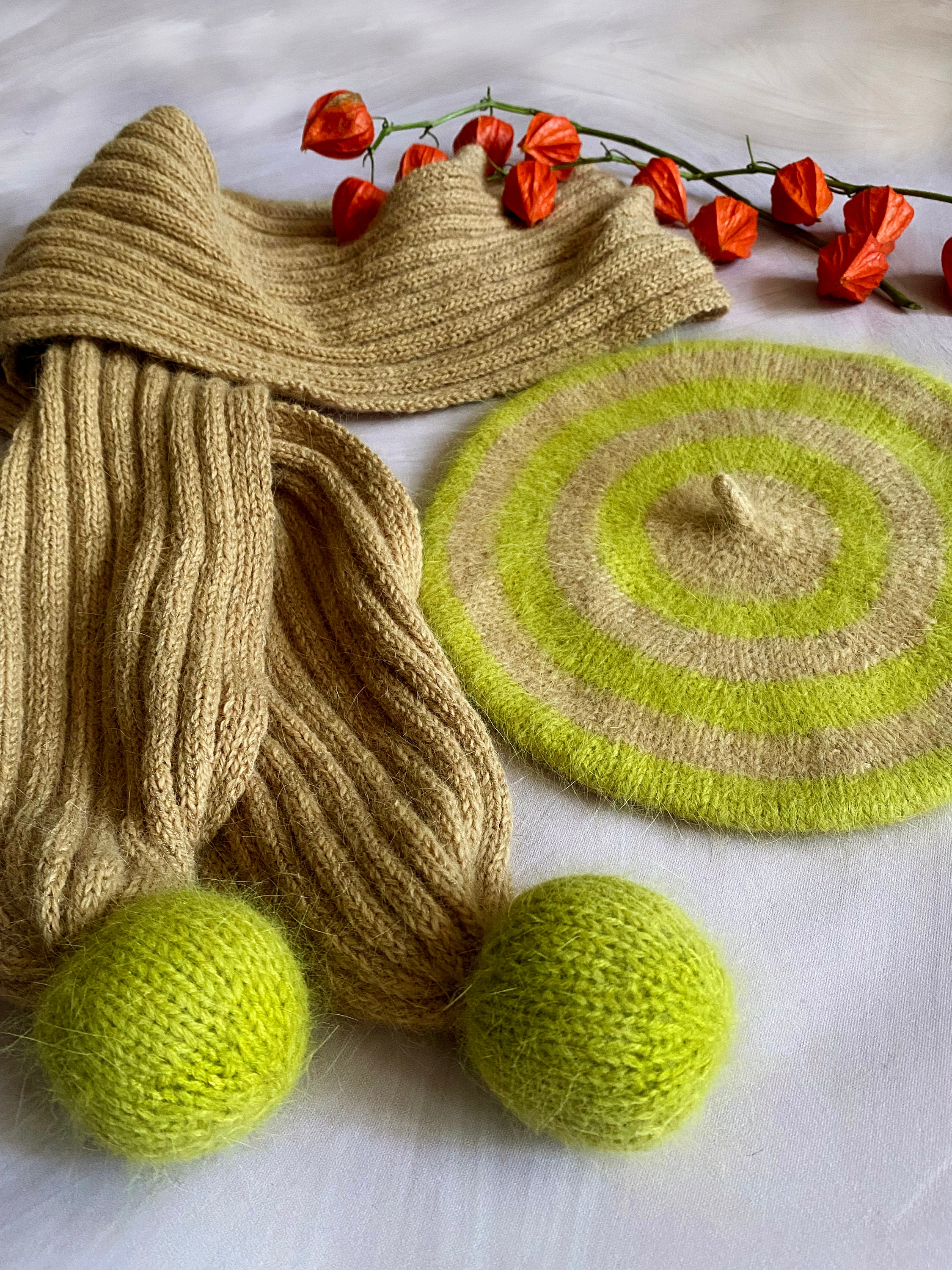 Knit Fluffy Scarf and Beret for Girls. Matching Knit Set of - Etsy