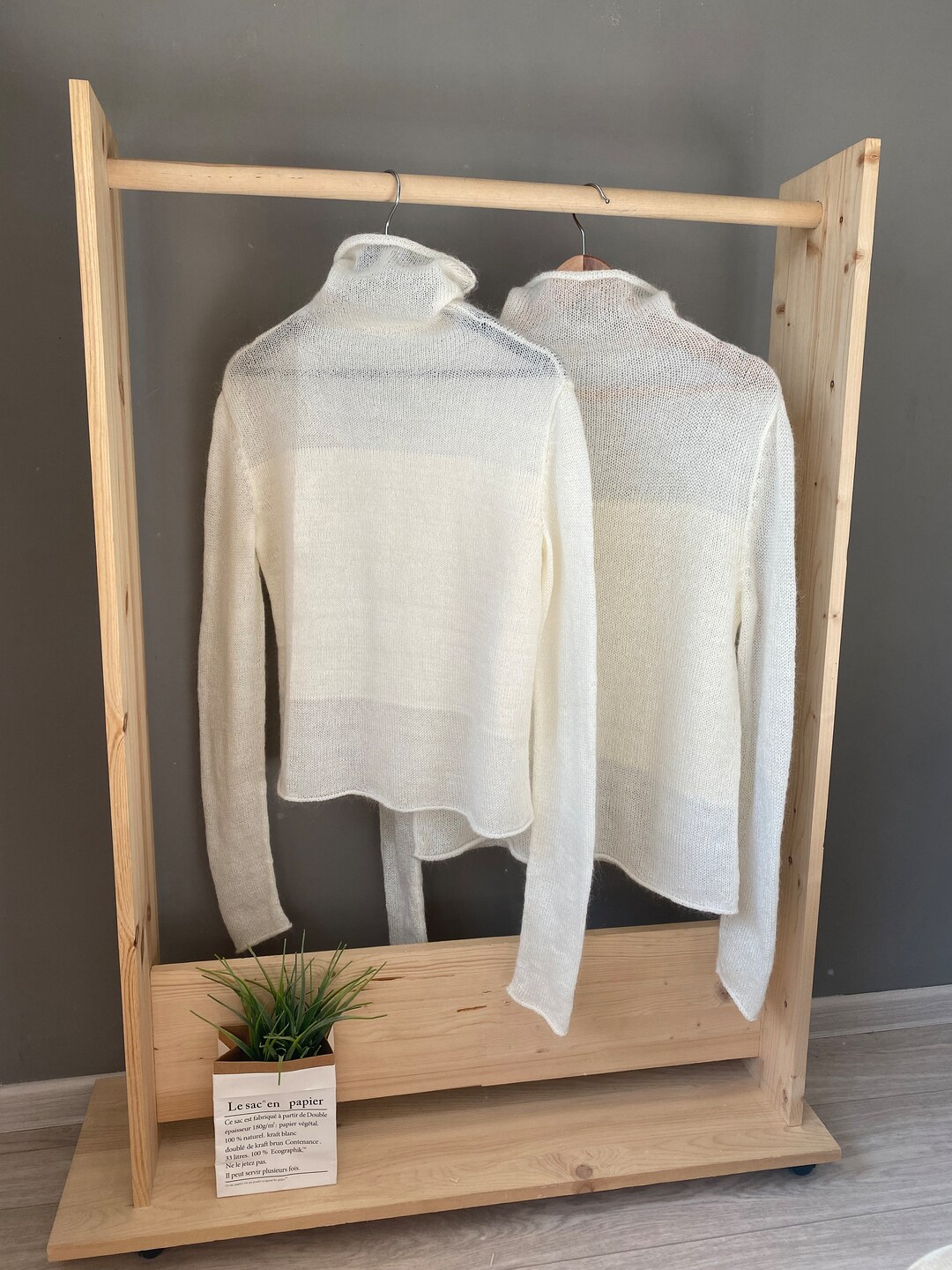 See Through Hign Neck Sweater for Women. White Turtleneck Sweater for ...