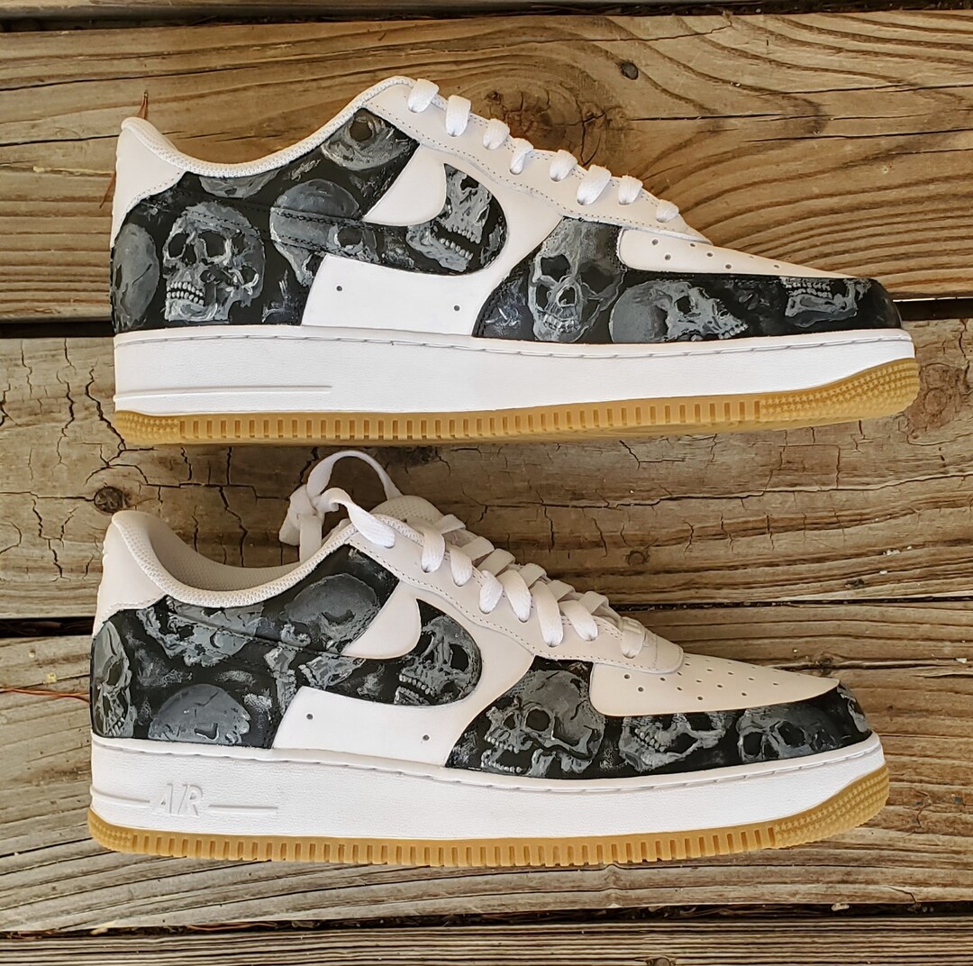 Custom Hand Painted Skull Nike Air Force Ones - Etsy