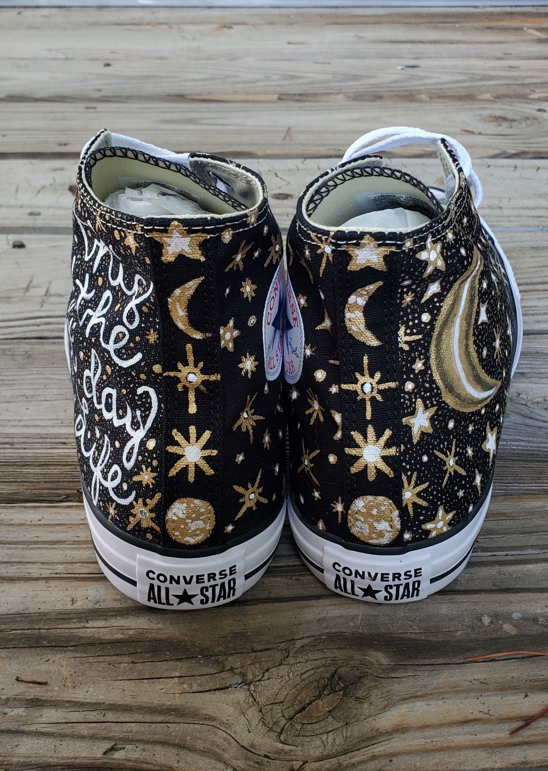 Moon and Stars Custom Painted Converse Painted Shoes Star | Etsy