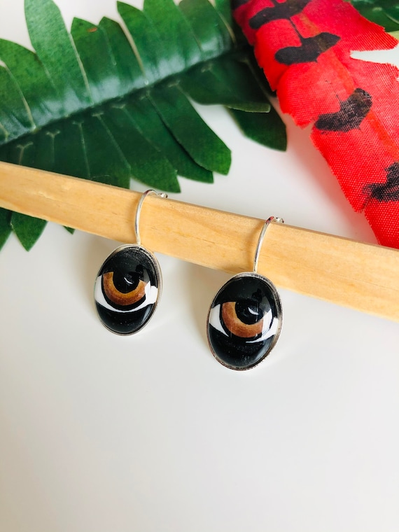 Eye Spy Earrings Hand Painted Oval Ceramic Drop Earrings | Etsy
