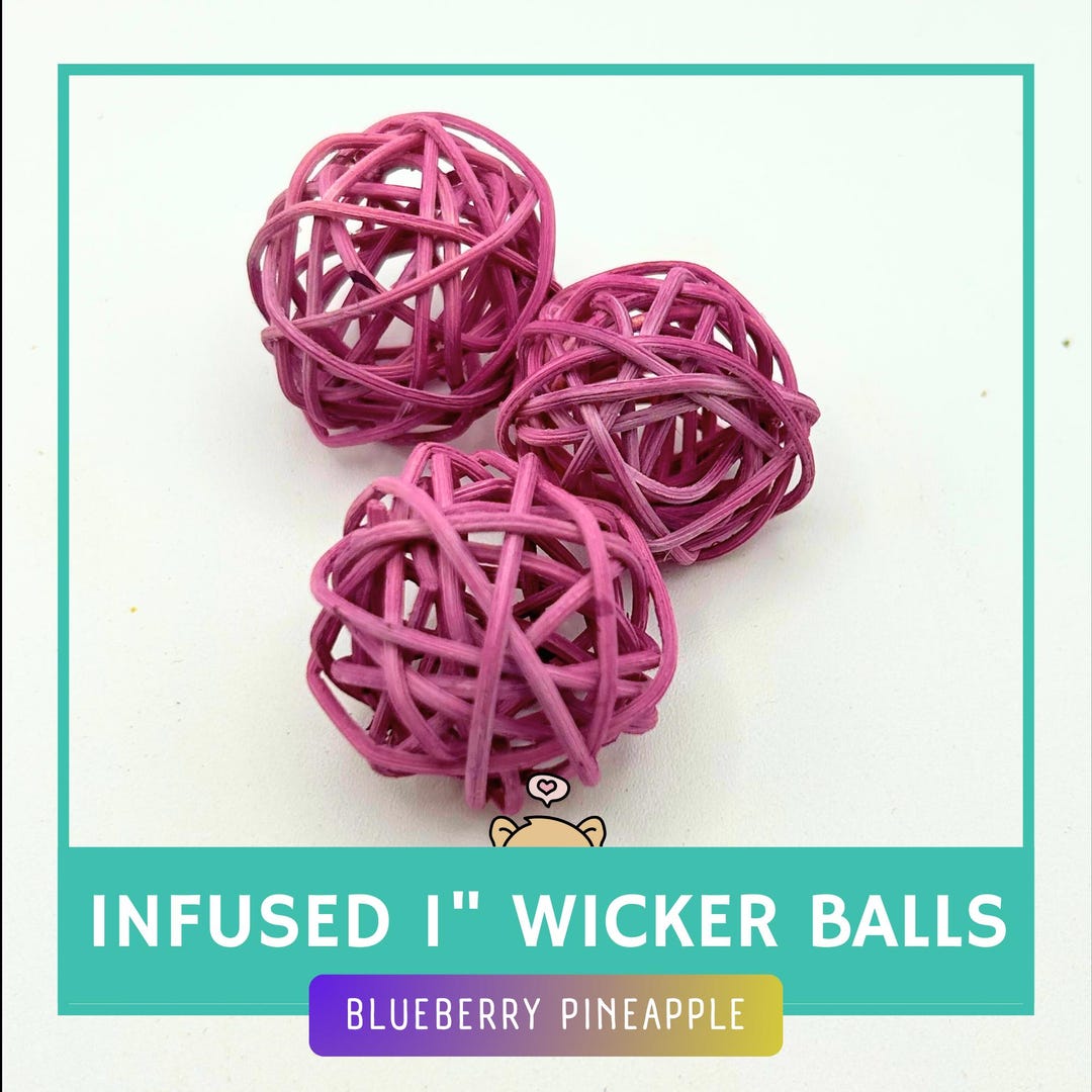 Blueberry Pineapple 1in Wicker Balls Organic Fruit-infused Rattan Chew ...