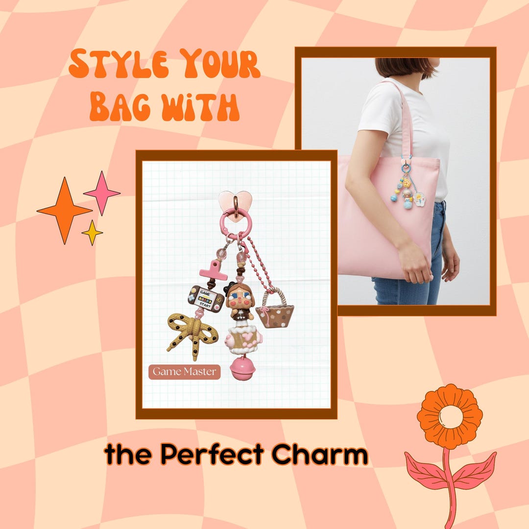 Handmade Kawaii Bag Charm | Cute Aesthetic Keychain | Custom Resin ...
