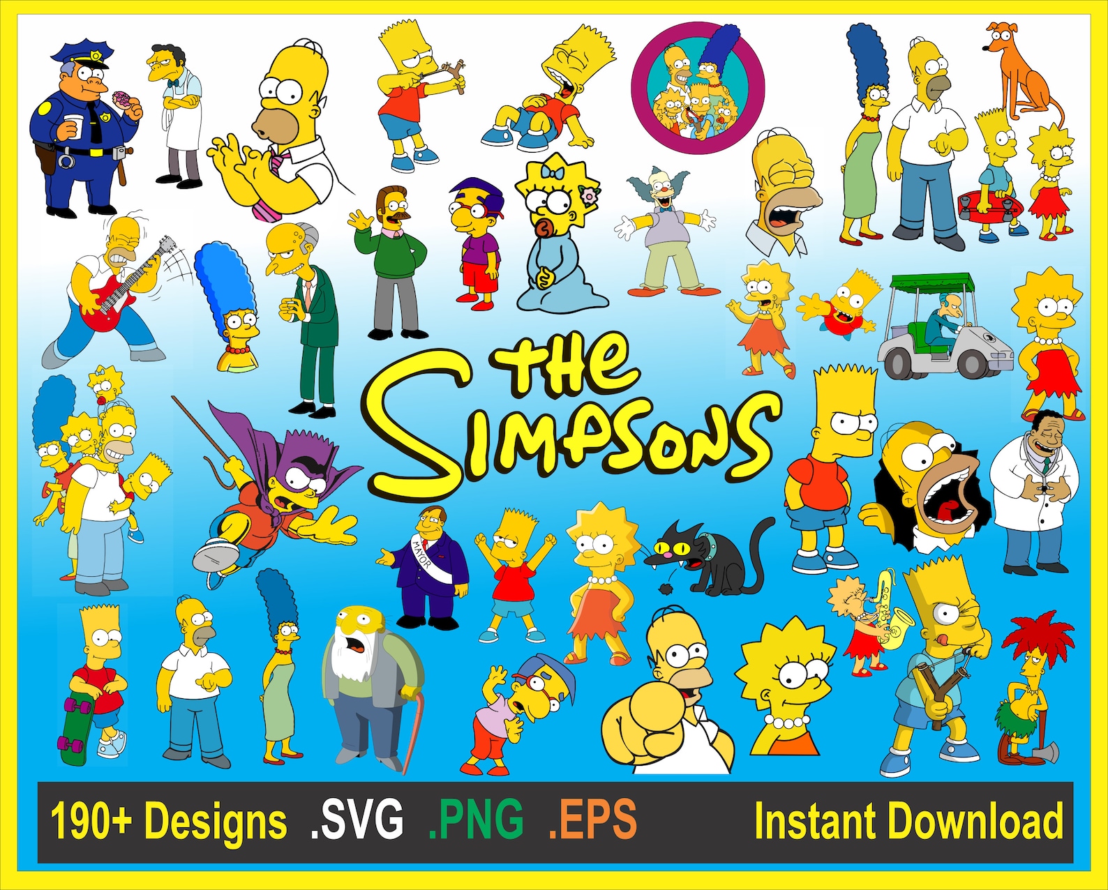 The Simpsons Svg Bundle , the Simpsons, Simpsons Files Vector, Simpsons ...