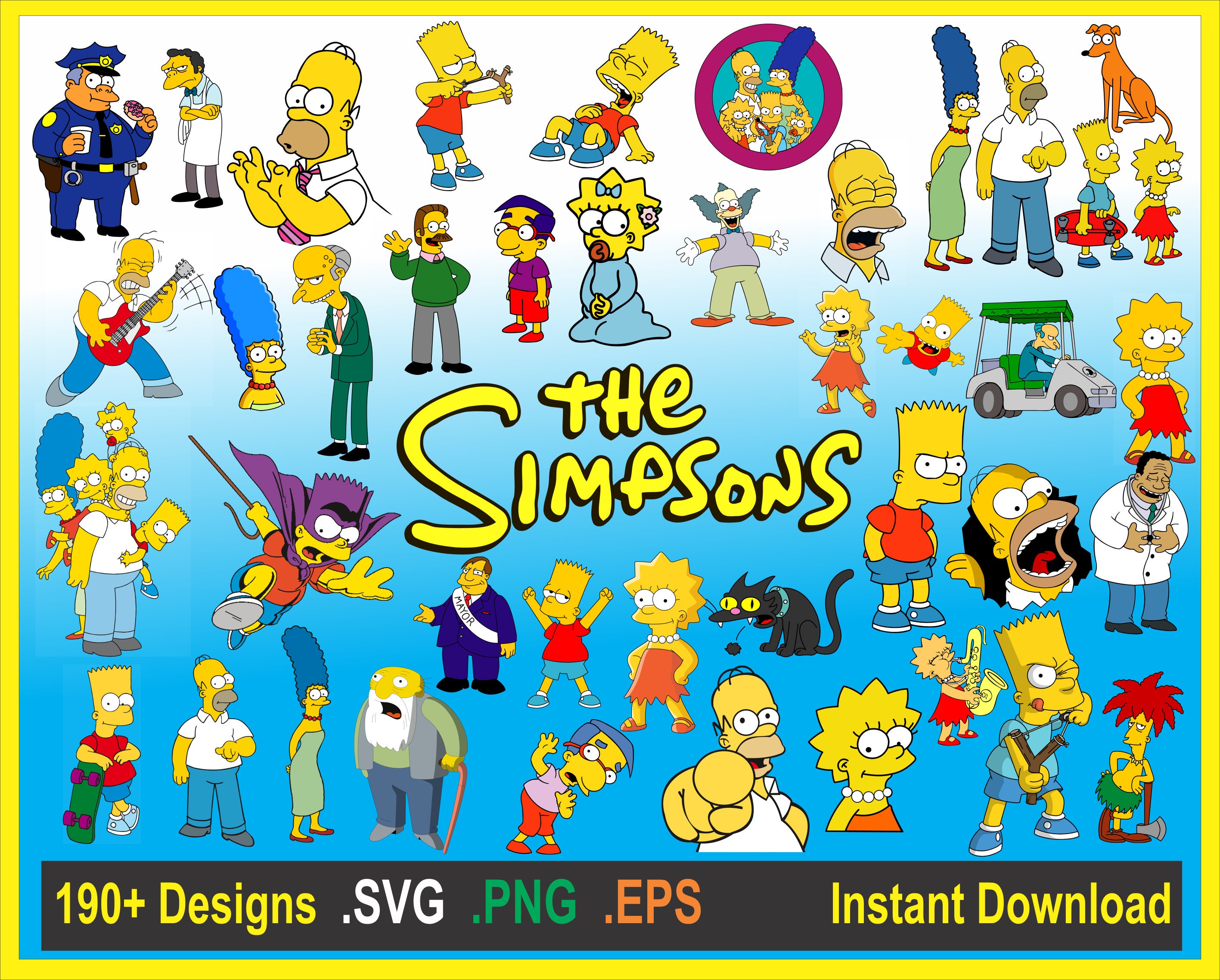 The Simpsons Svg Bundle , the Simpsons, Simpsons Files Vector, Simpsons ...