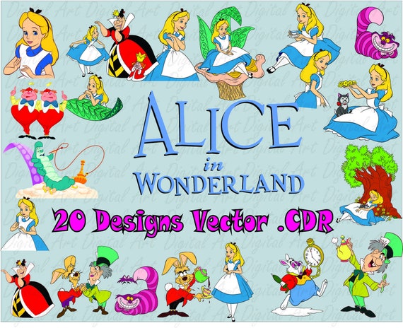 Alice in Wonderland Files Alice in Wonderland Vector Pack - Etsy