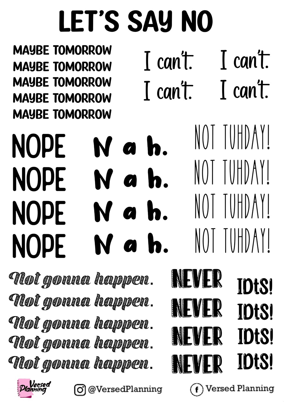 Let's Say No Sticker Sheet - Etsy