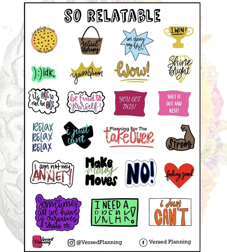 So Relatable Sticker Sheet! Mental Health - Etsy