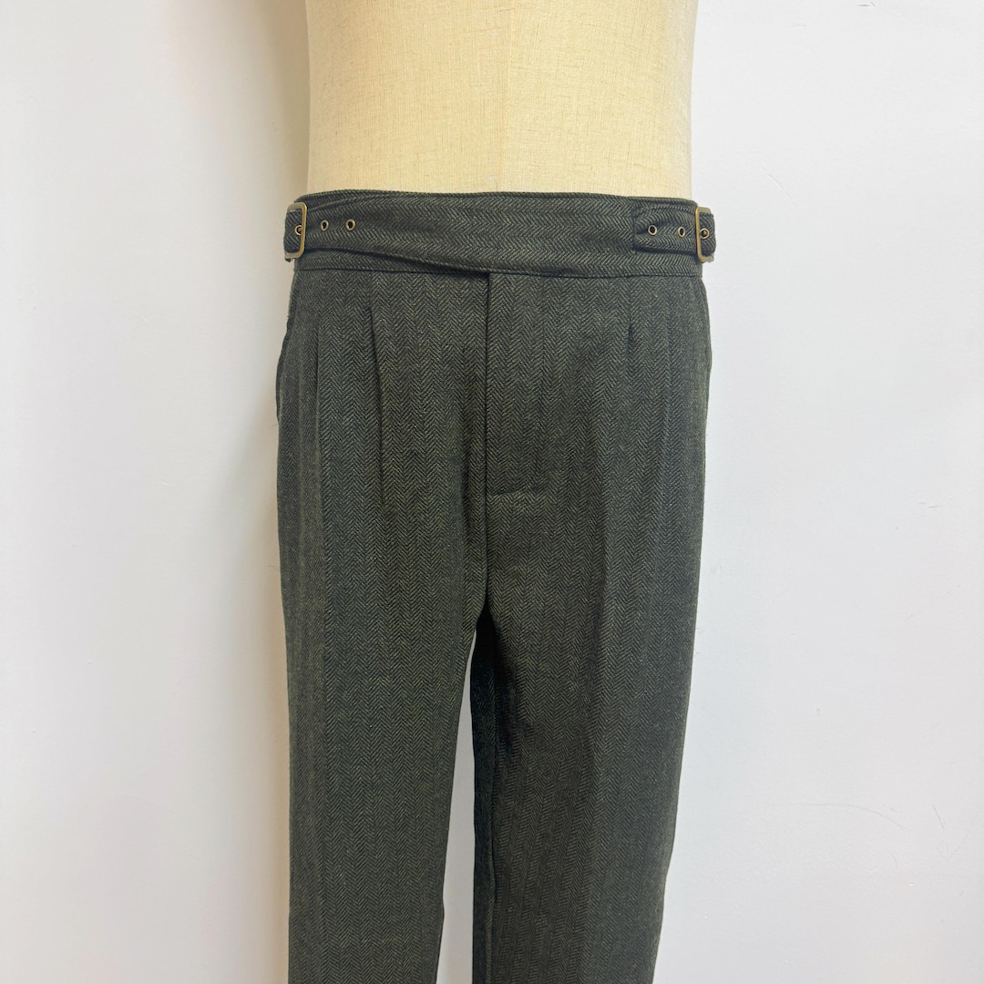 Men Wool Pants With Pleats, Spring Fall Straight Leg Wool Trousers ...