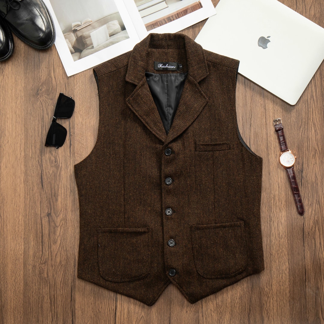 3 Colors Vintage Wool Vest, Men Casual Wool Waistcoat, Autumn Winter ...