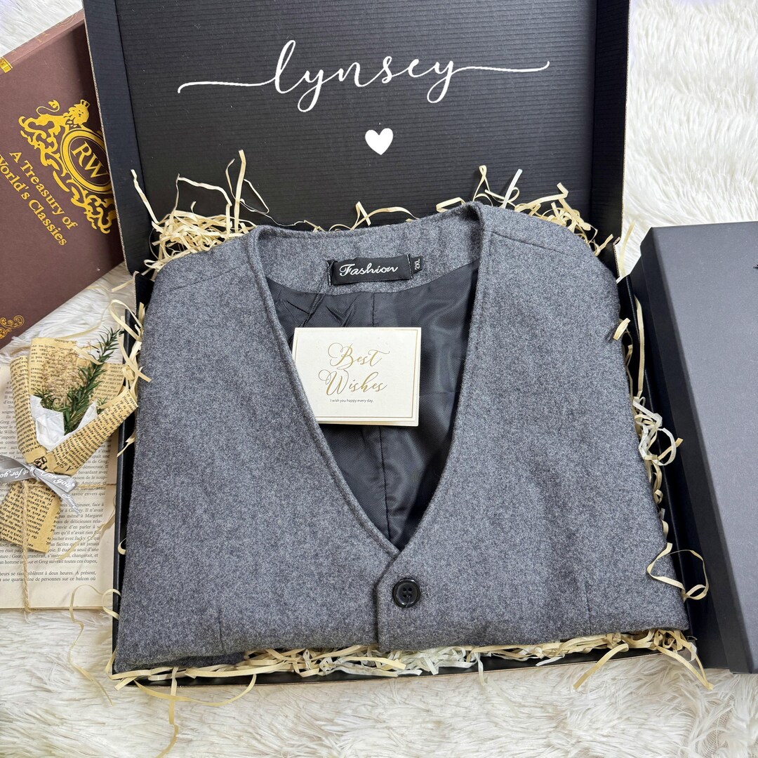 Personalized Slim Fit Woolen Vest, Customized Name Gift Box, Gift for ...