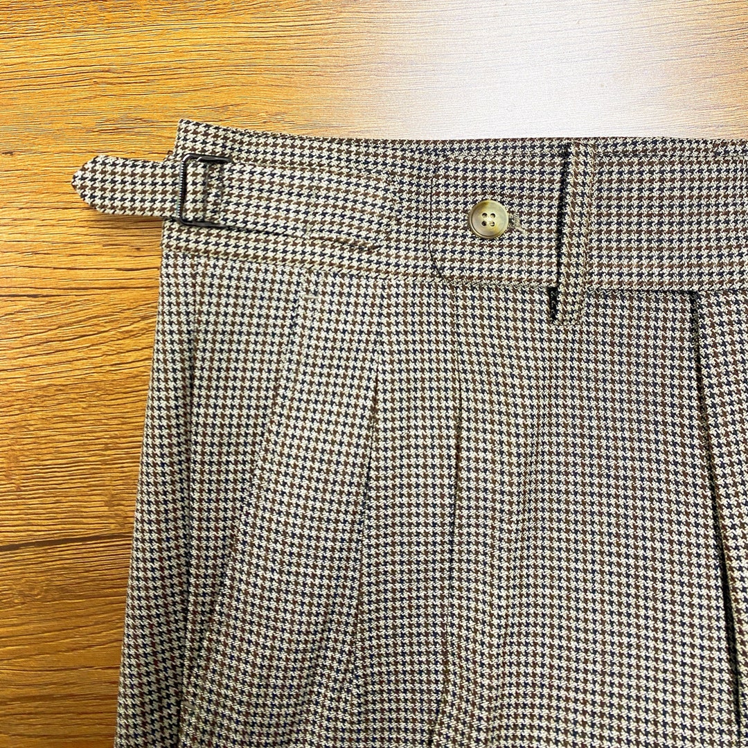 Vintage Plaid Textured Cotton Pants, Men Checkered Cotton Pants With ...