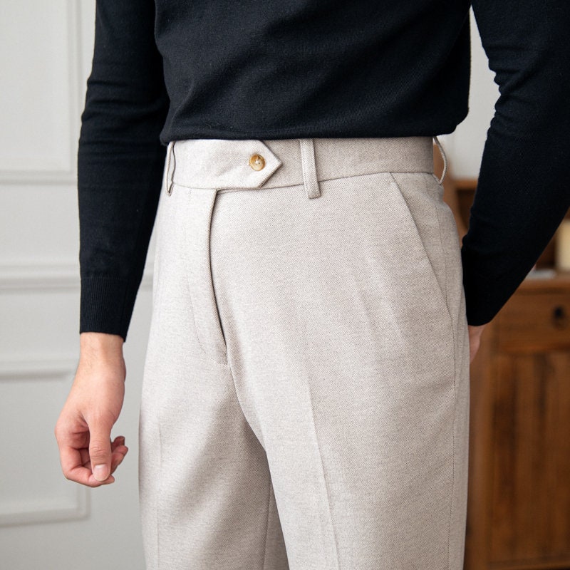 7 Color Classic Tweed Pants Men Warm Tweed Pants Autumn - Etsy